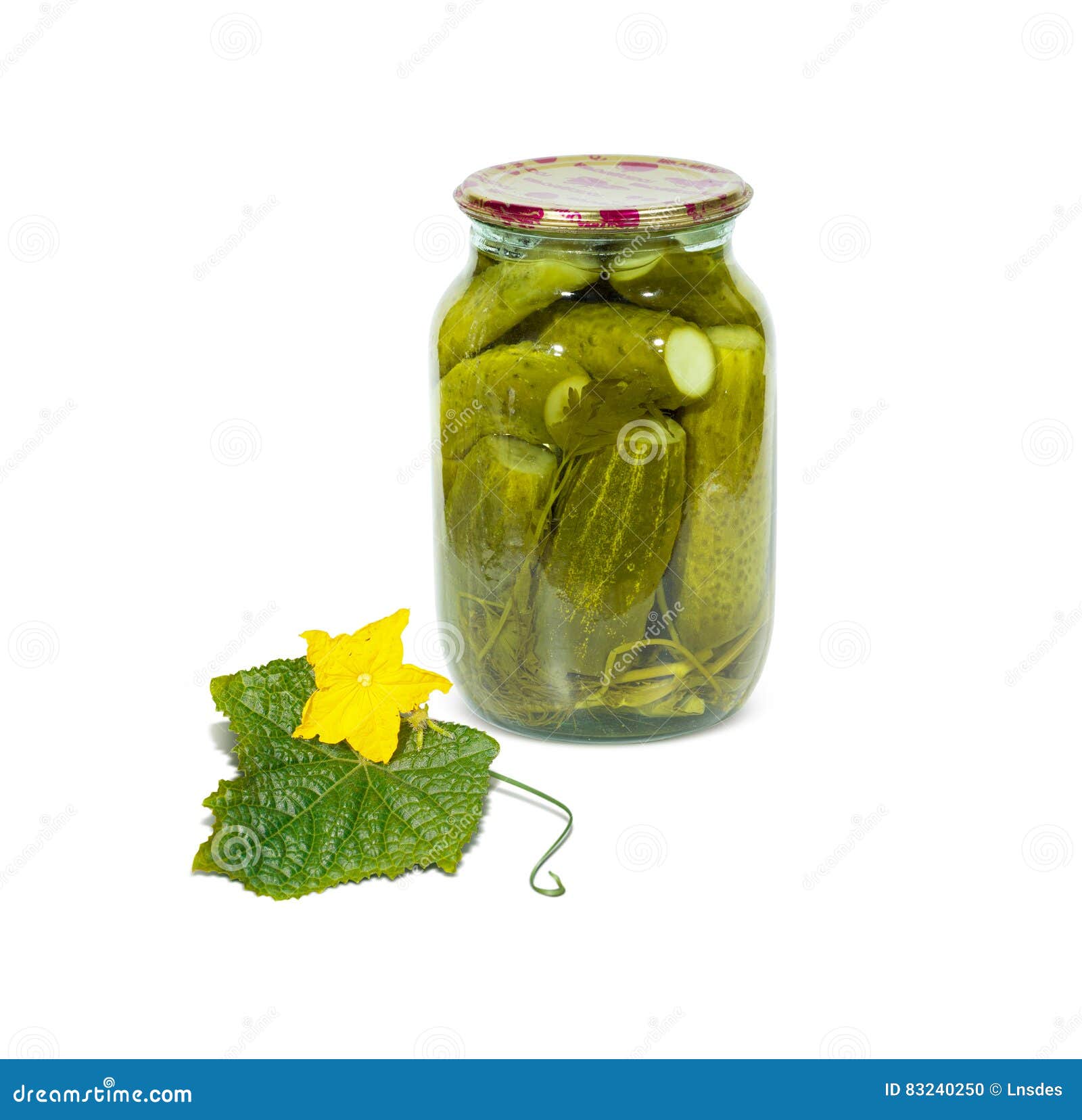 Preserved, Pickled Cucumbers in a Glass Jar Isolated on White Stock ...