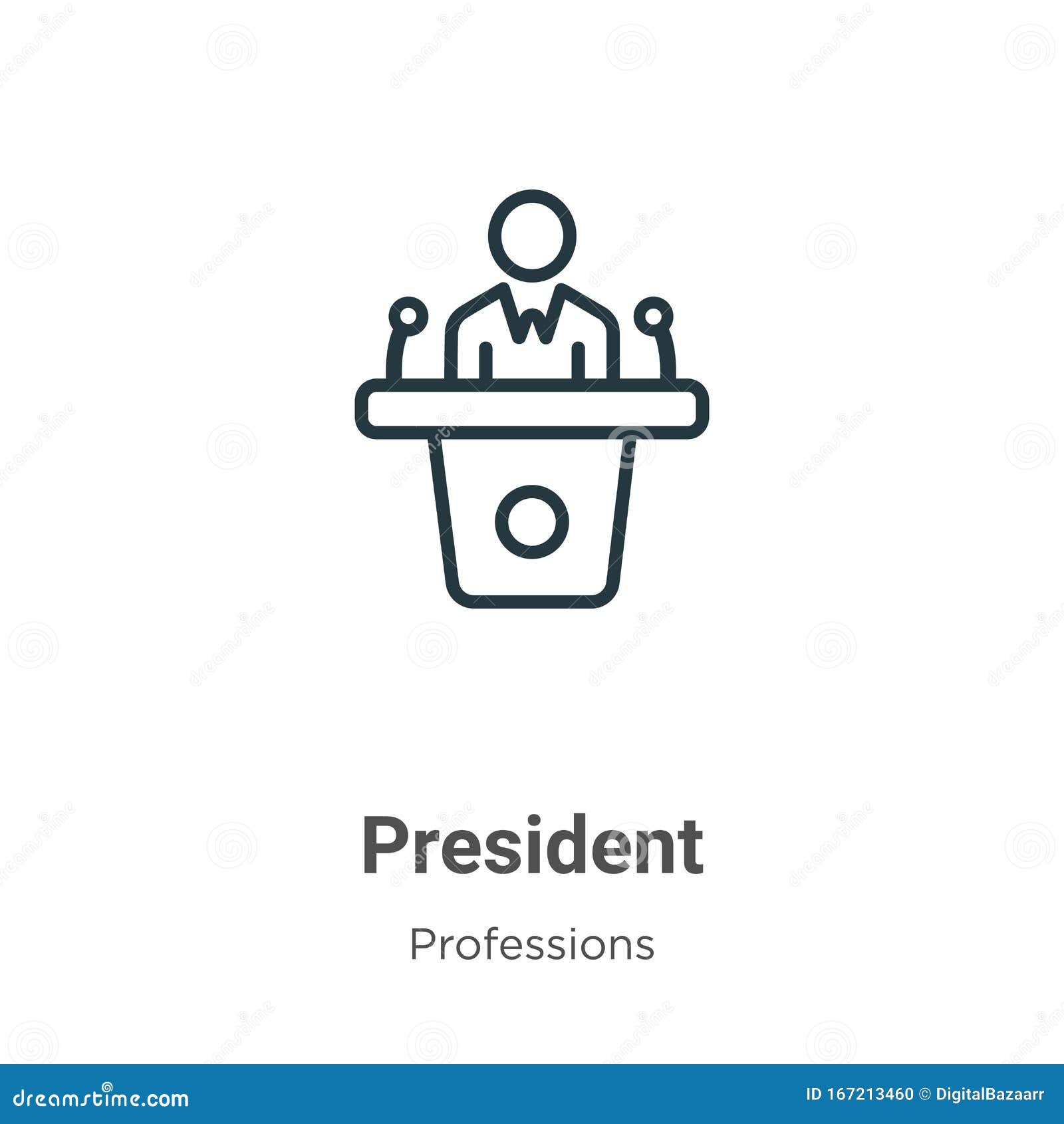 President Outline Vector Icon. Thin Line Black President Icon, Flat ...
