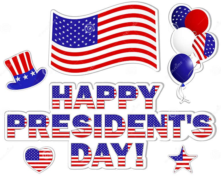 Presidents Day stickers. stock vector. Illustration of independence ...