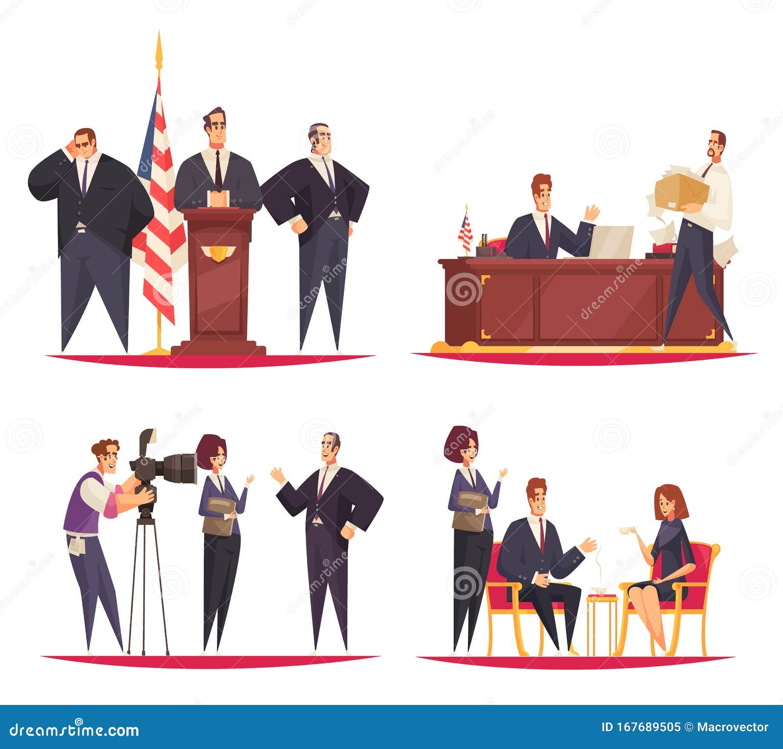 President Work Flat Concept Stock Vector - Illustration of leader ...