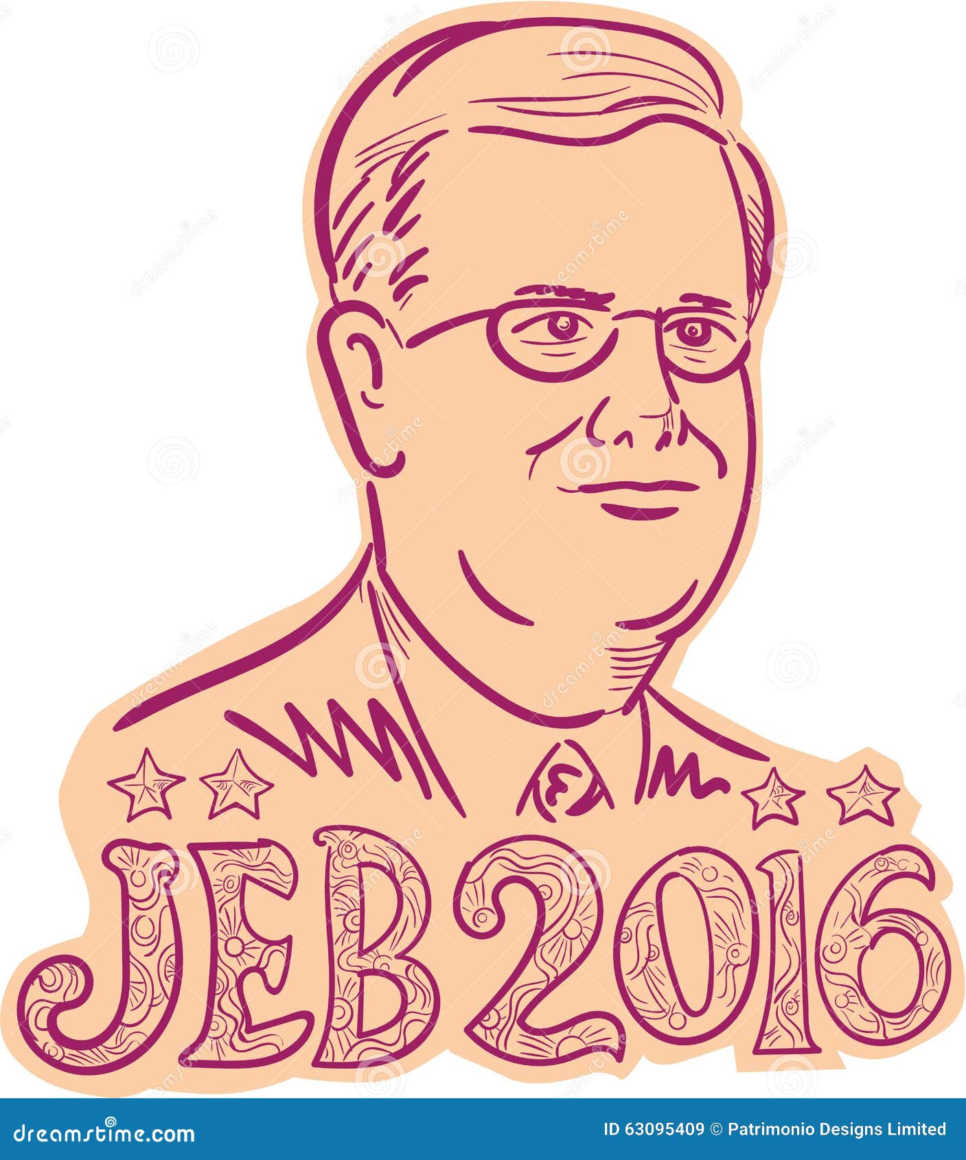 Presidente 2016 De Jeb Bush Cartoon Imagen de archivo editorial ...