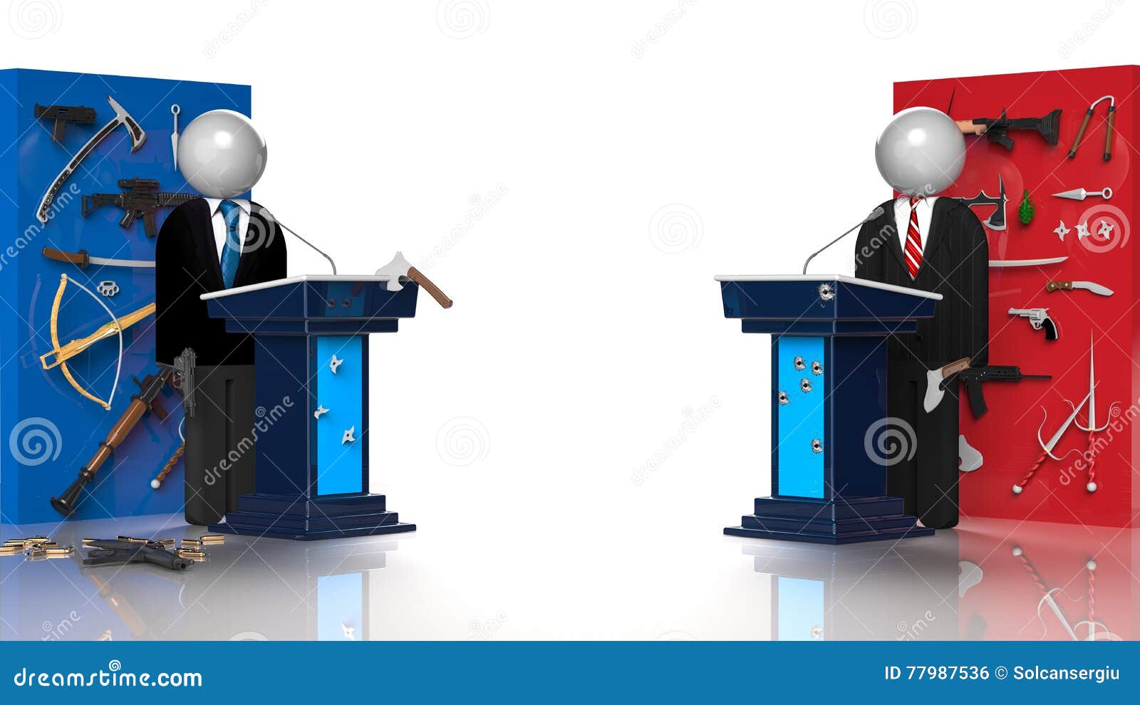 A Presidential Debate Stage With Podiums And Flags Stock Photo ...