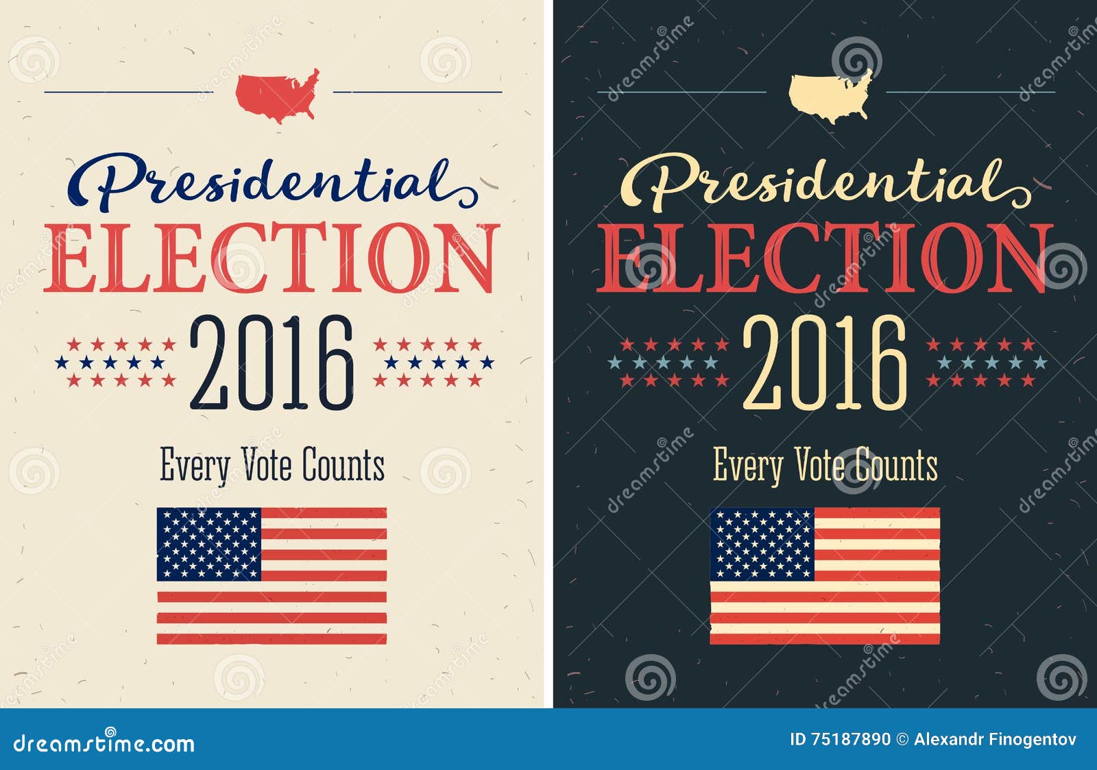 Presidential Election 2016 Posters Set. Vintage Style Design. Vertical ...
