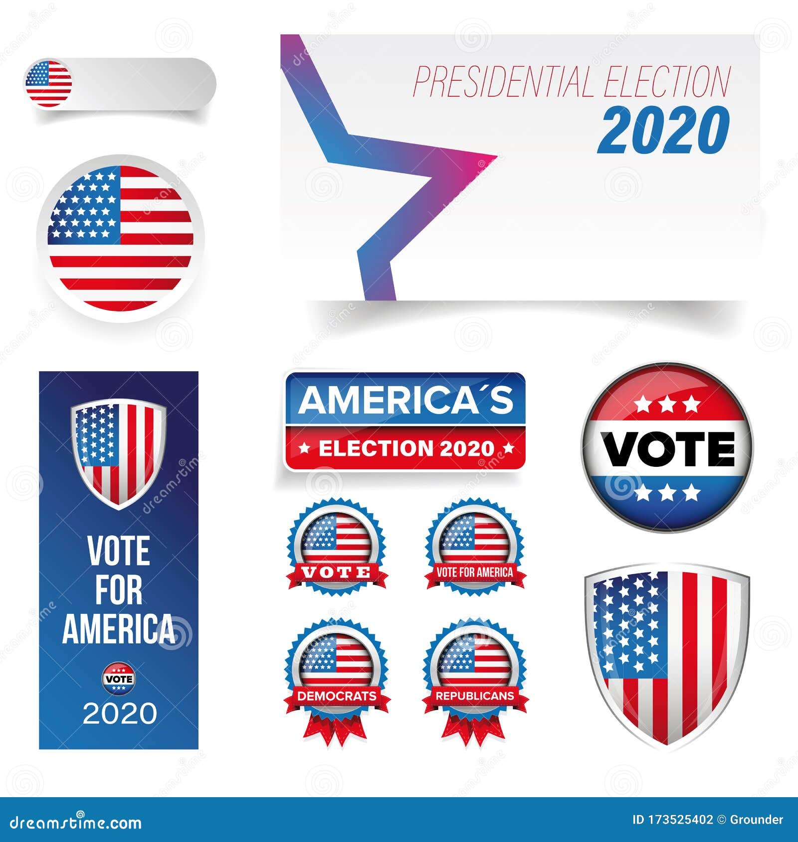 Presidential Election Vote Badge Set Stock Vector - Illustration of ...