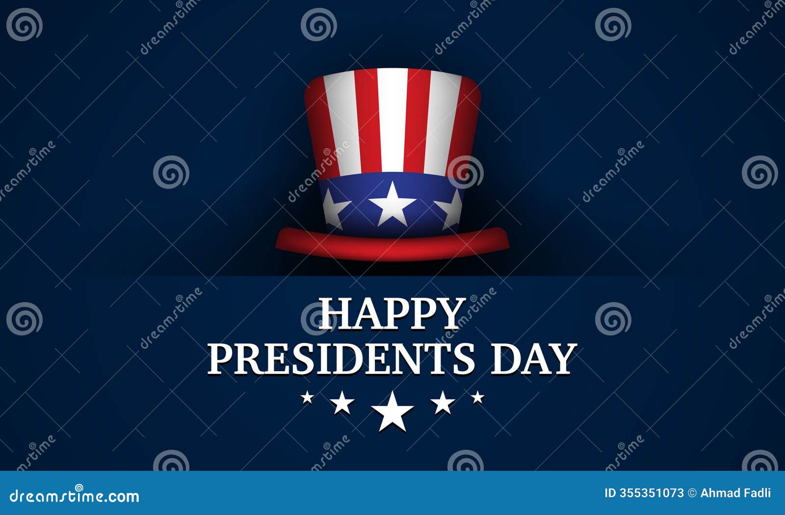 Presidents Day Greeting Card with Hat Illustration on Blue Background ...