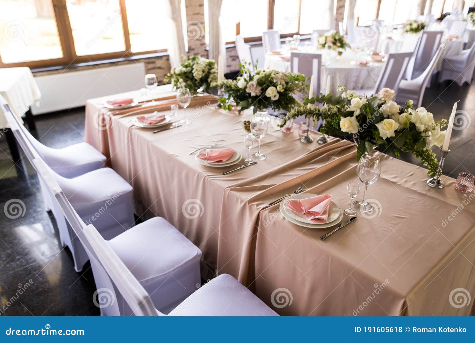 Presidium Table Setting with Empty Wine Glasses Stock Photo - Image of ...