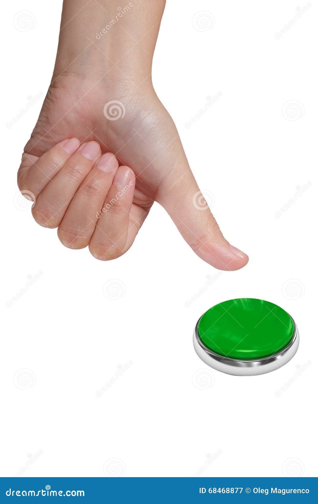 Presionar el botón verde imagen de archivo. Imagen de dedo - 68468877