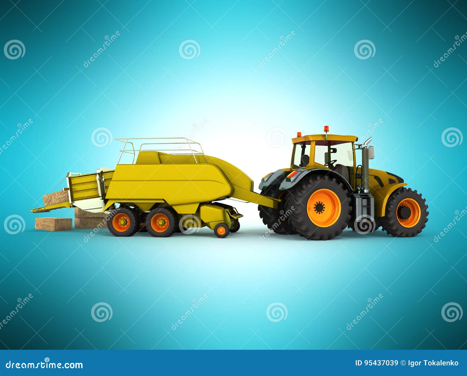Press Baler For Hay Tractor 3d Render On White Background Royalty-Free ...