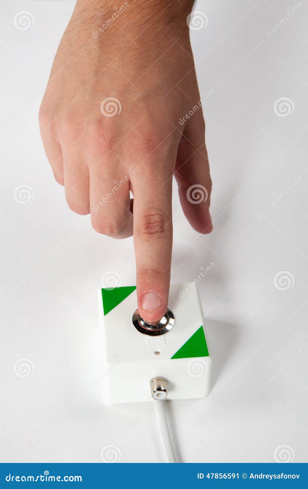 Press the Button with Finger, on White Background Stock Image - Image ...
