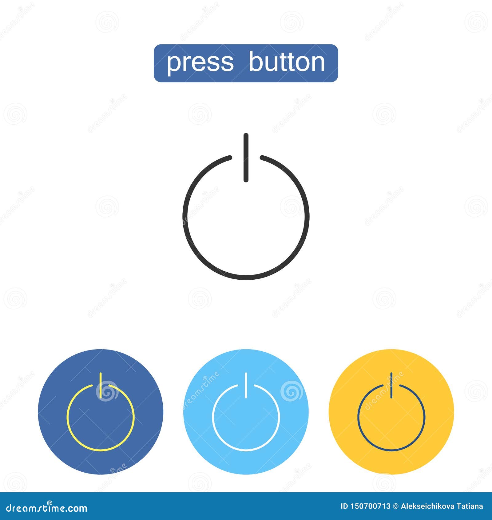 Press Button Outline Icons Set. Stock Vector - Illustration of flat ...