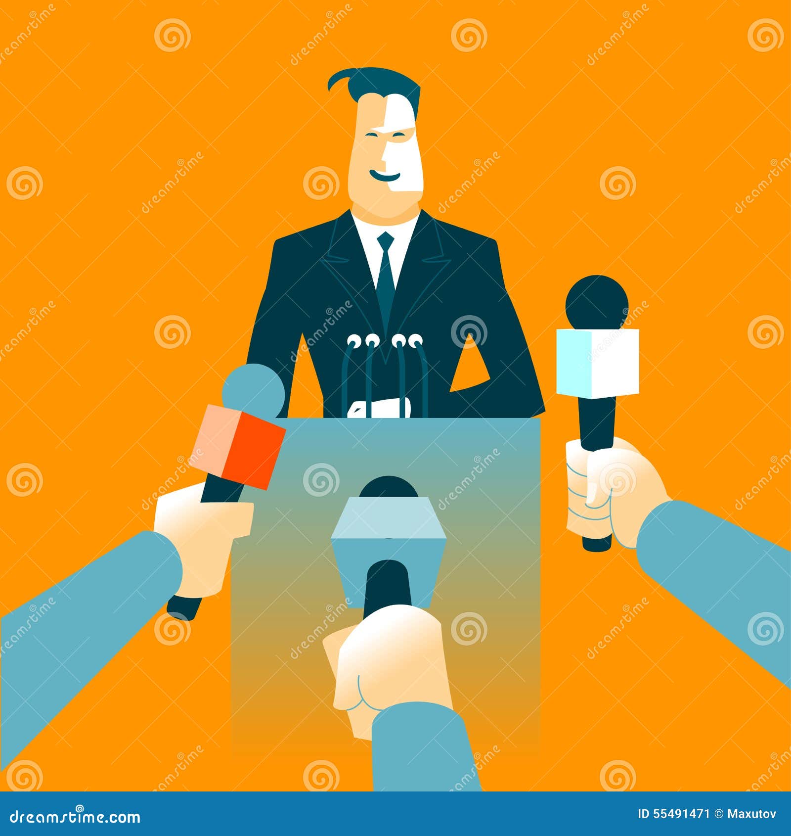Press Conference with the Crowd of Journalists. Stock Vector ...
