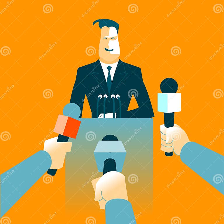 Press Conference with the Crowd of Journalists. Stock Vector ...