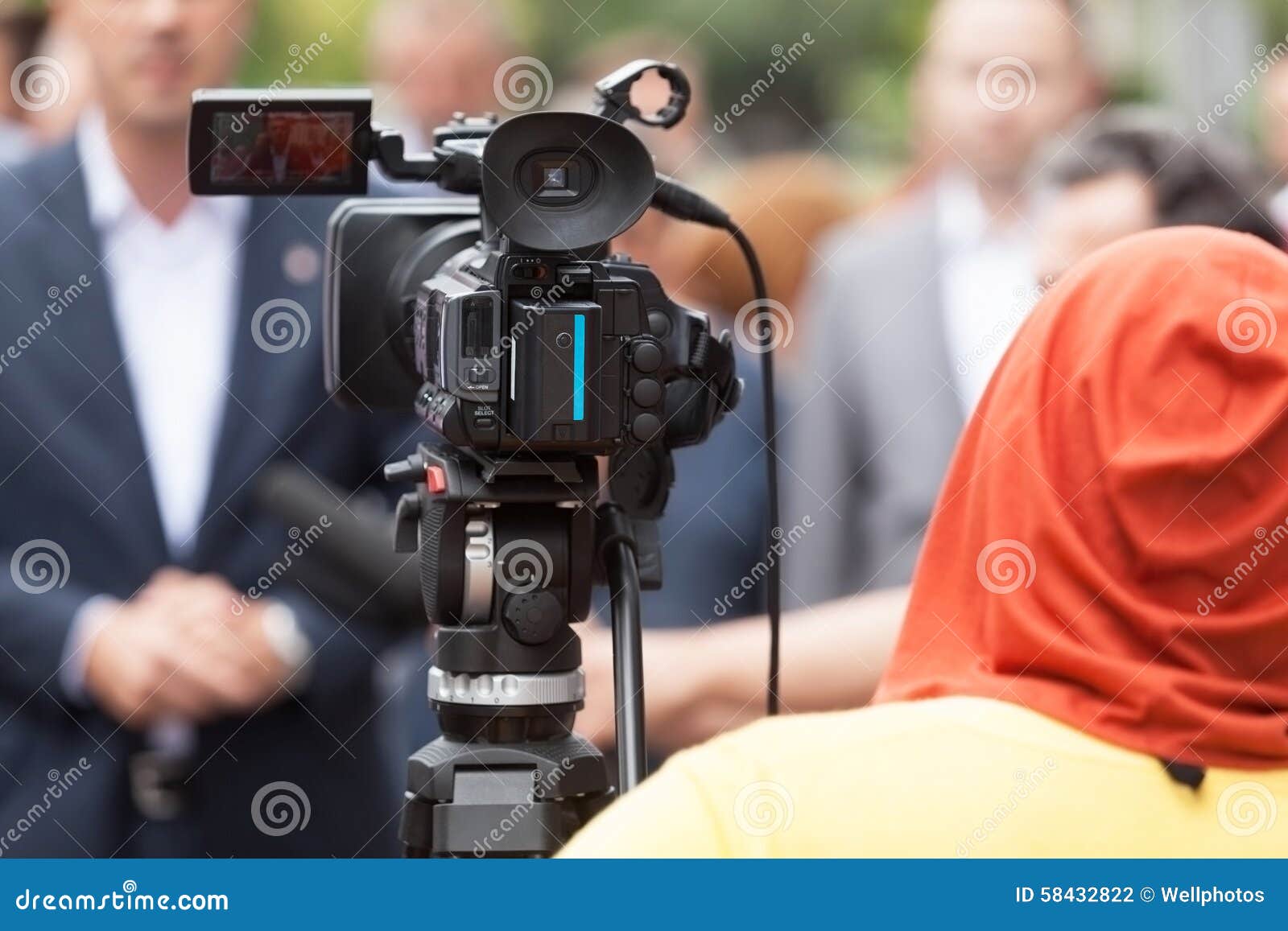 Press Conference. Video Camera. Stock Photo - Image of professional ...