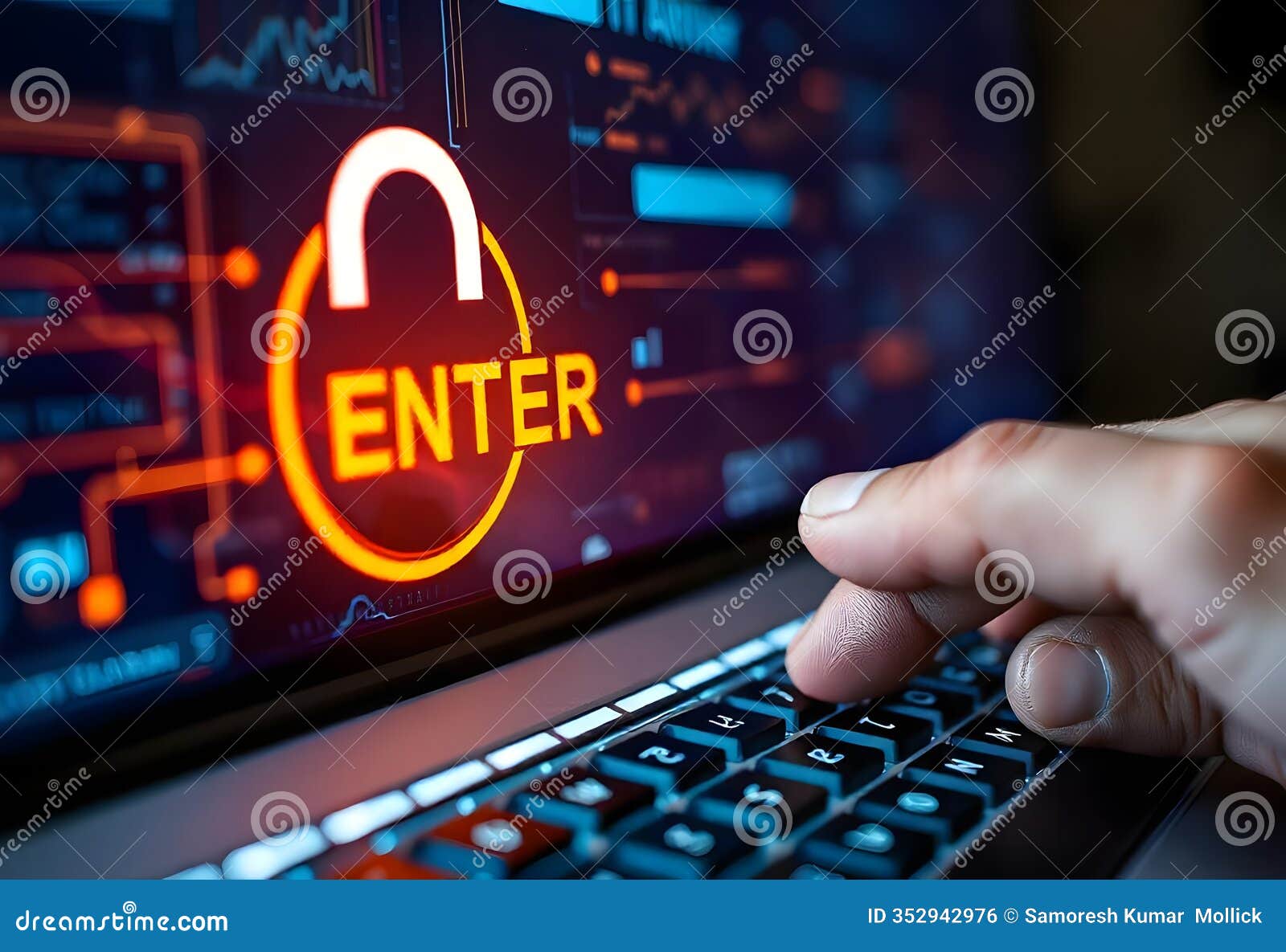 Press Enter Button on Computer, Close Up of a Finger Pressing a Button ...