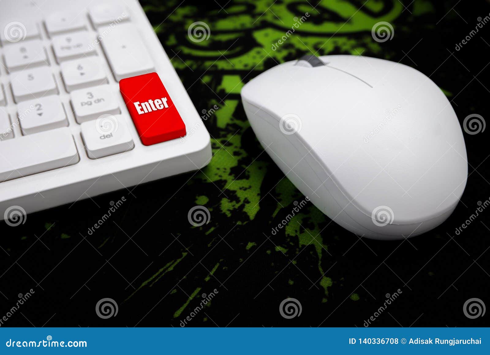 Press Enter Button, Red on the White Keyboard with White Mount. Stock ...