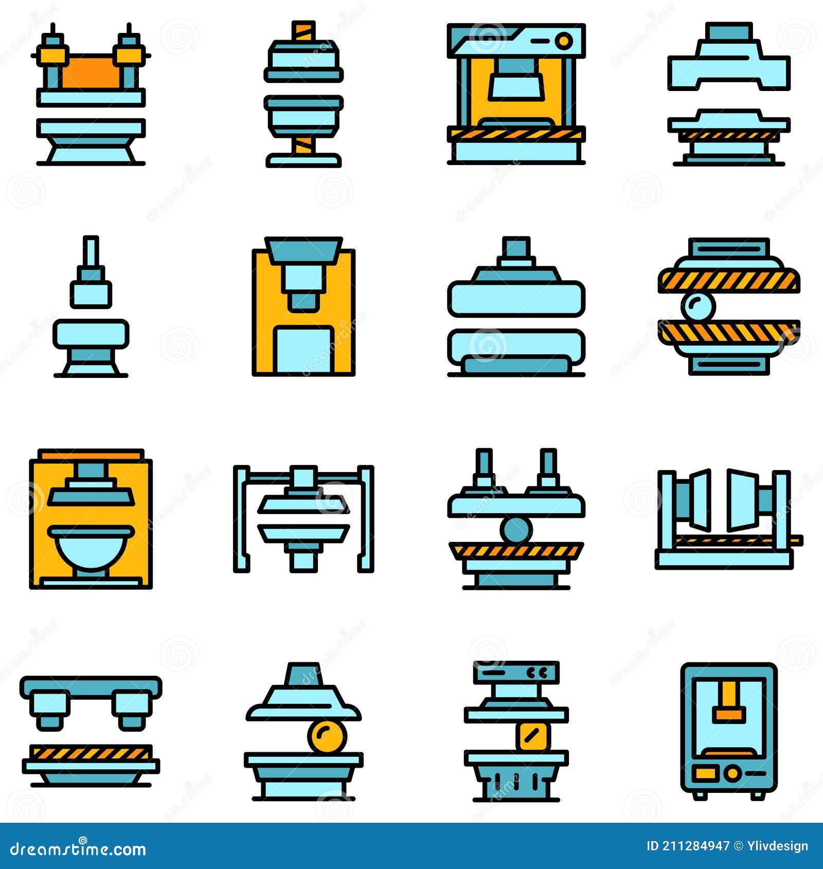 Press Form Machines Icons Set Vector Flat Stock Vector - Illustration ... Press Form Machines Icons Set Vector Flat Stock Vector - Illustration ...