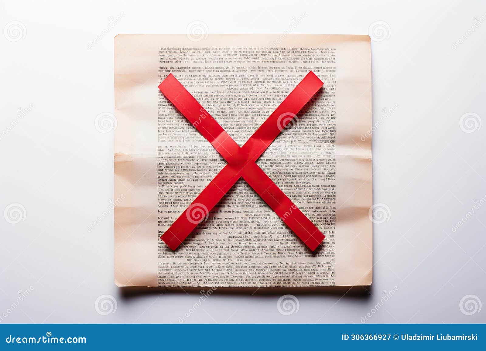Press Freedom Concept. Image of a Newspaper with a Red Cross through it ...