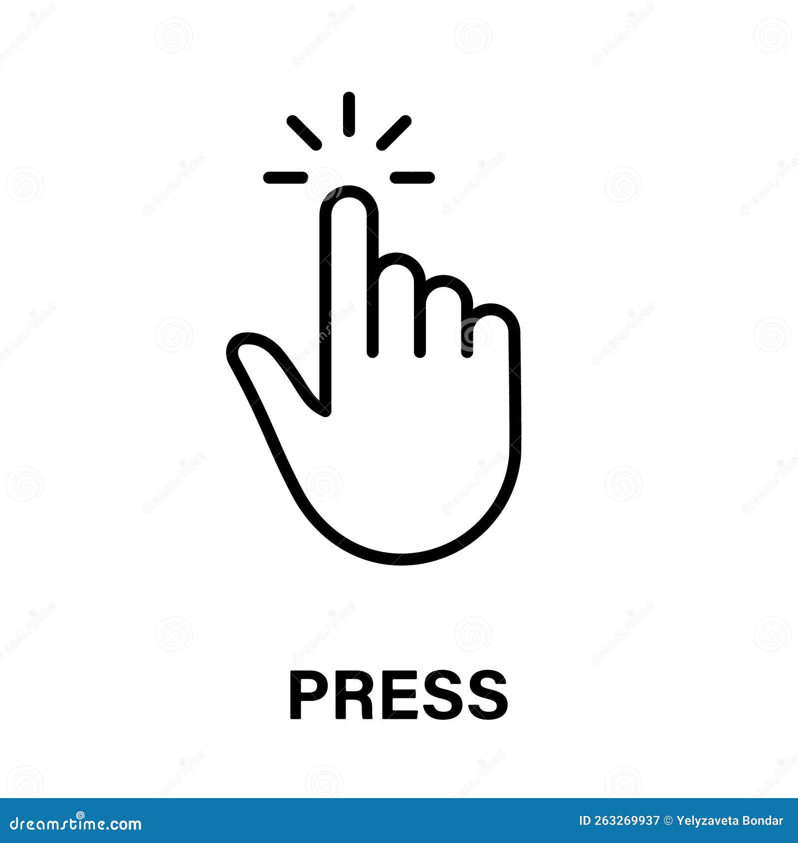 Press Gesture of Computer Mouse. Pointer Finger Black Line Icon. Cursor ...