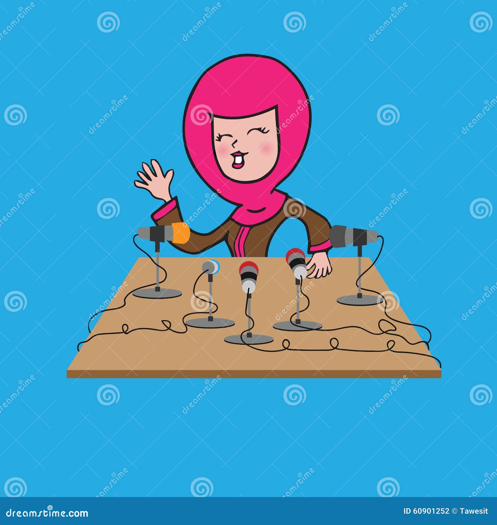 Arab Journalist Or Reporter Female Character With Dictaphone Rear View ...