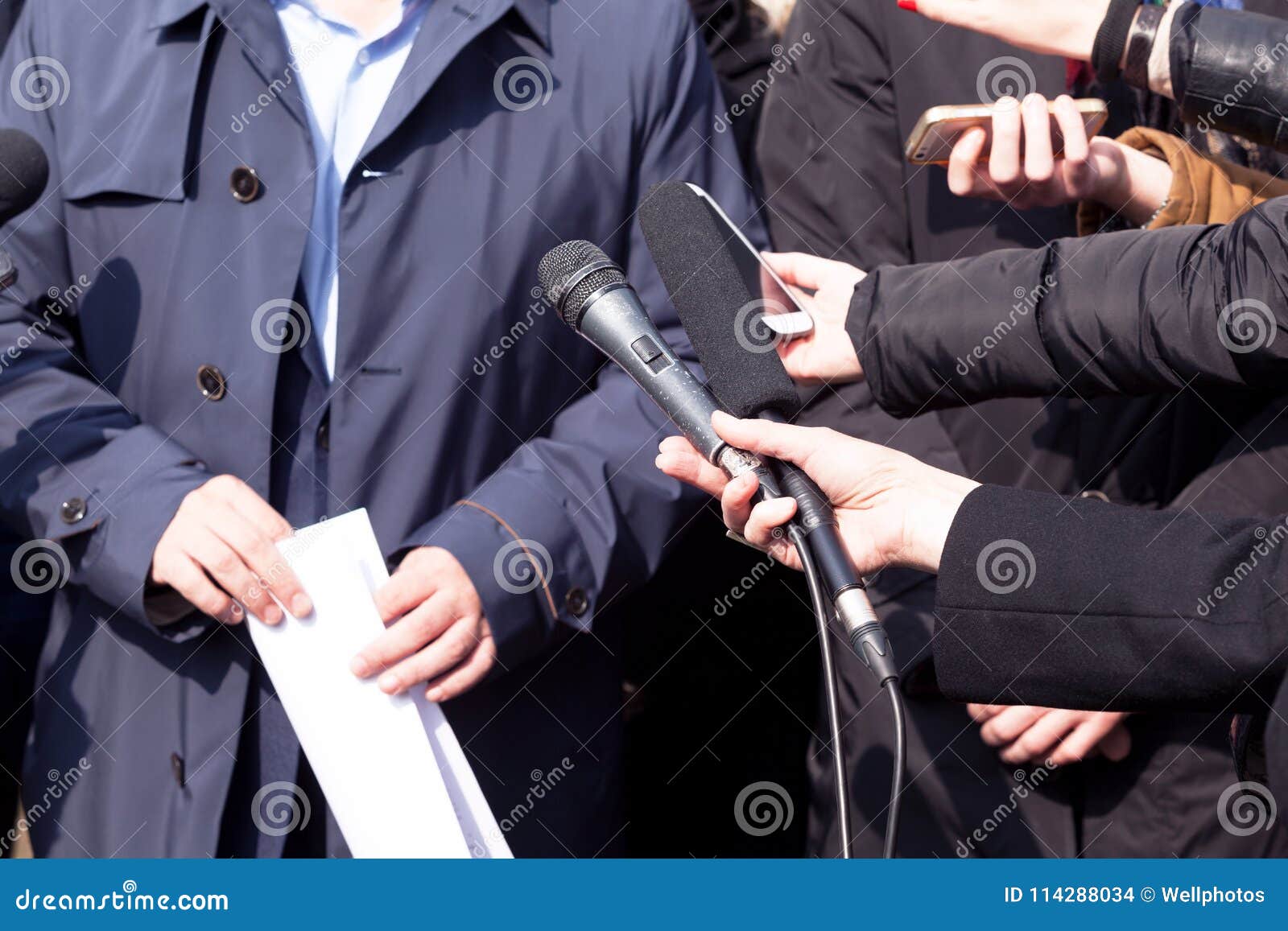 News Conference. Media Interview. Public Relations - PR. Stock Photo ...