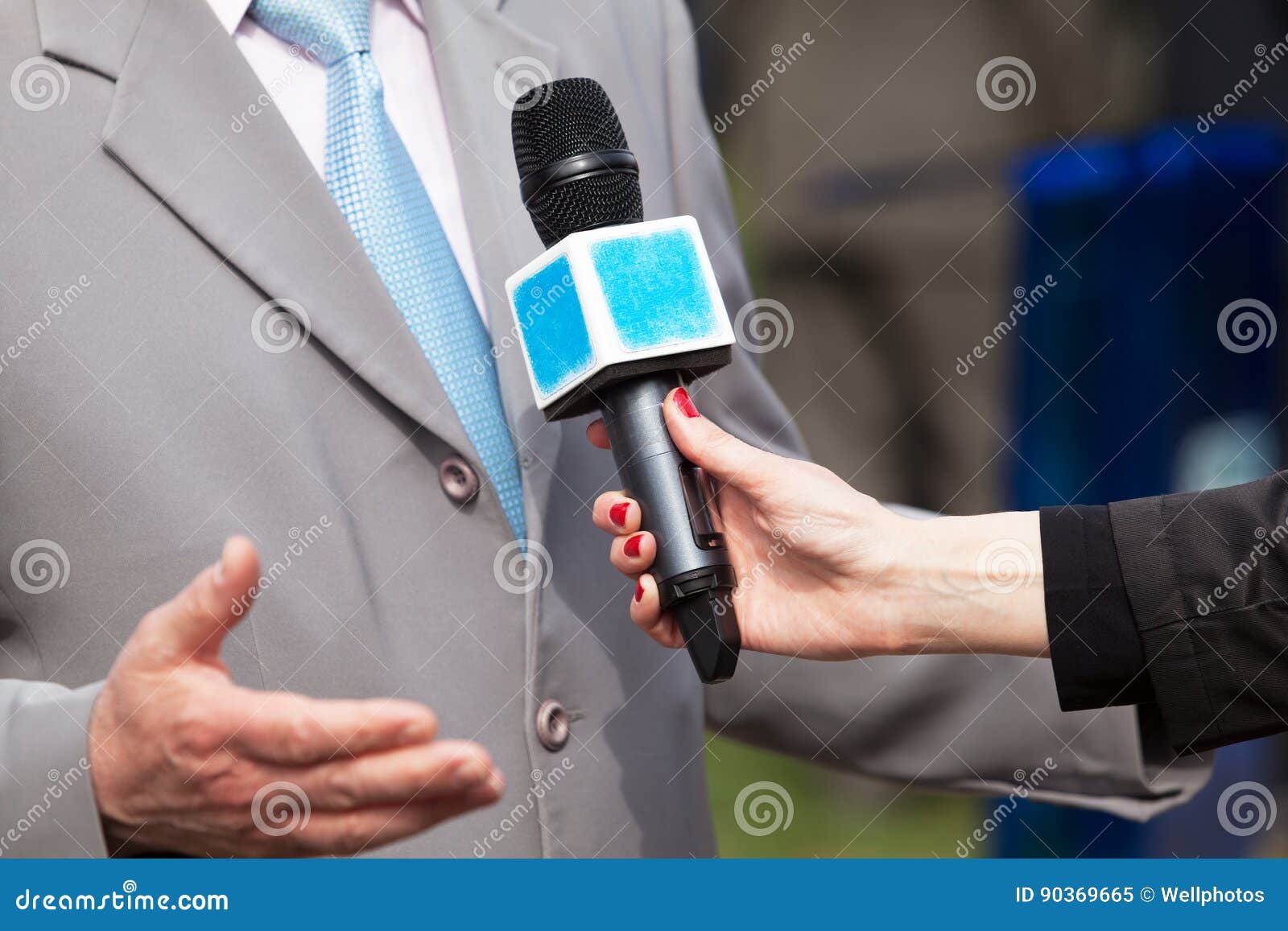 Press Interview. Microphone. Journalism. Stock Image - Image of ...