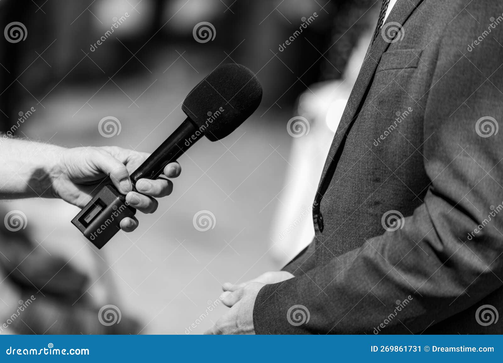 Press interview outdoors stock image. Image of speech - 269861731