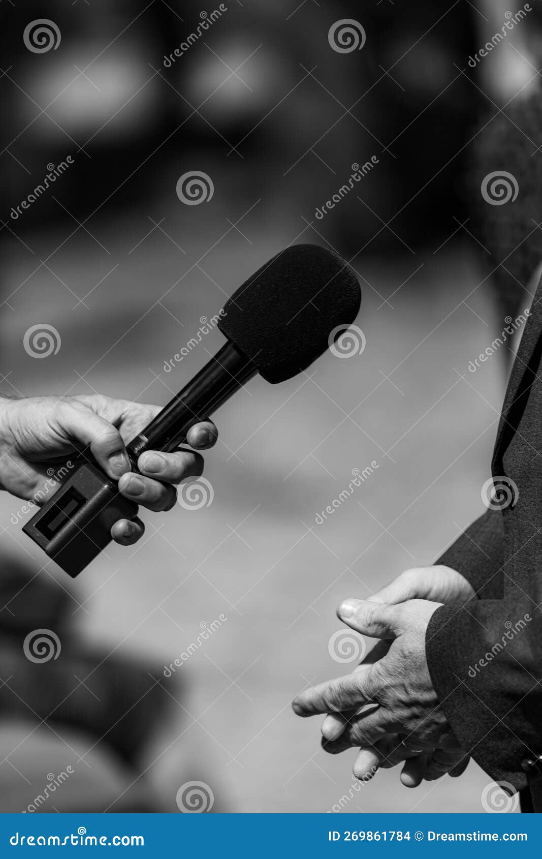Press interview outdoors stock photo. Image of television - 269861784
