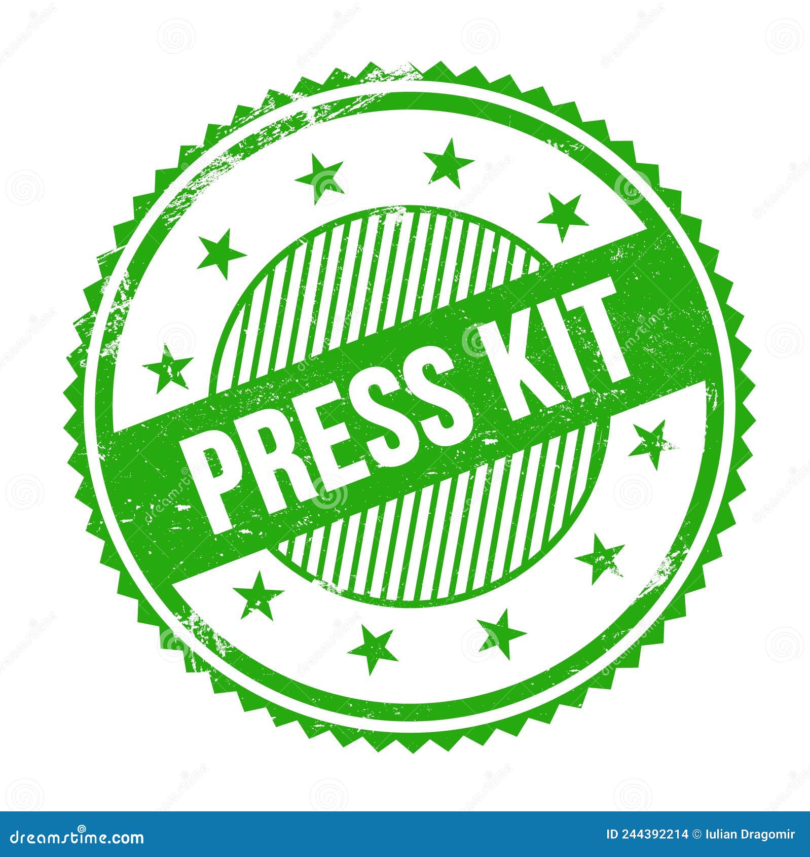 PRESS KIT Text Written on Green Grungy Round Stamp Stock Illustration ...
