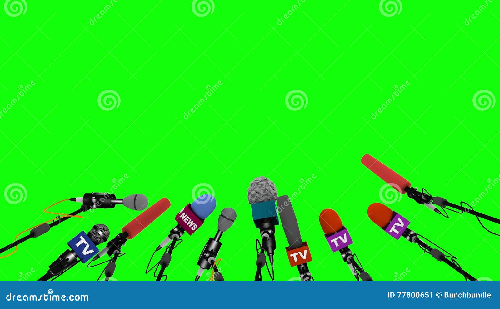 Press and Media Conference Microphones Animated on Green Background ...