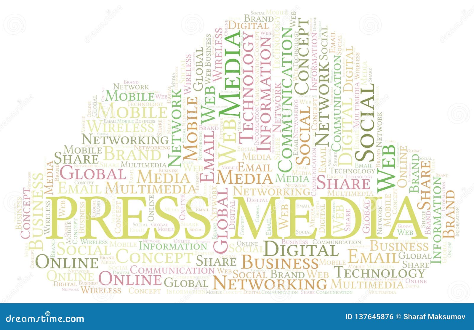 Press Media word cloud stock illustration. Illustration of typography ...