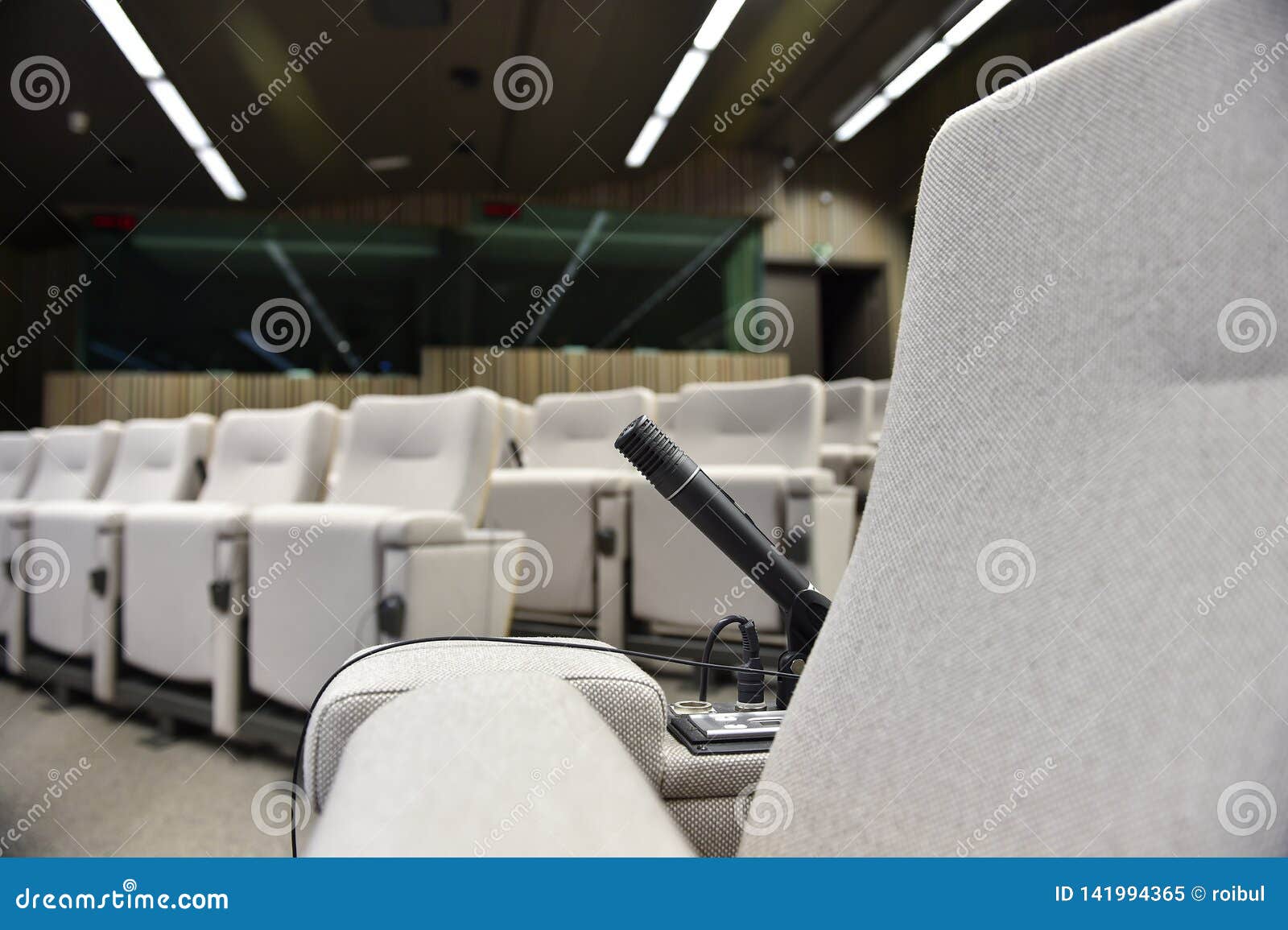 Press Microphone in a Conference Room Stock Image - Image of meeting ...