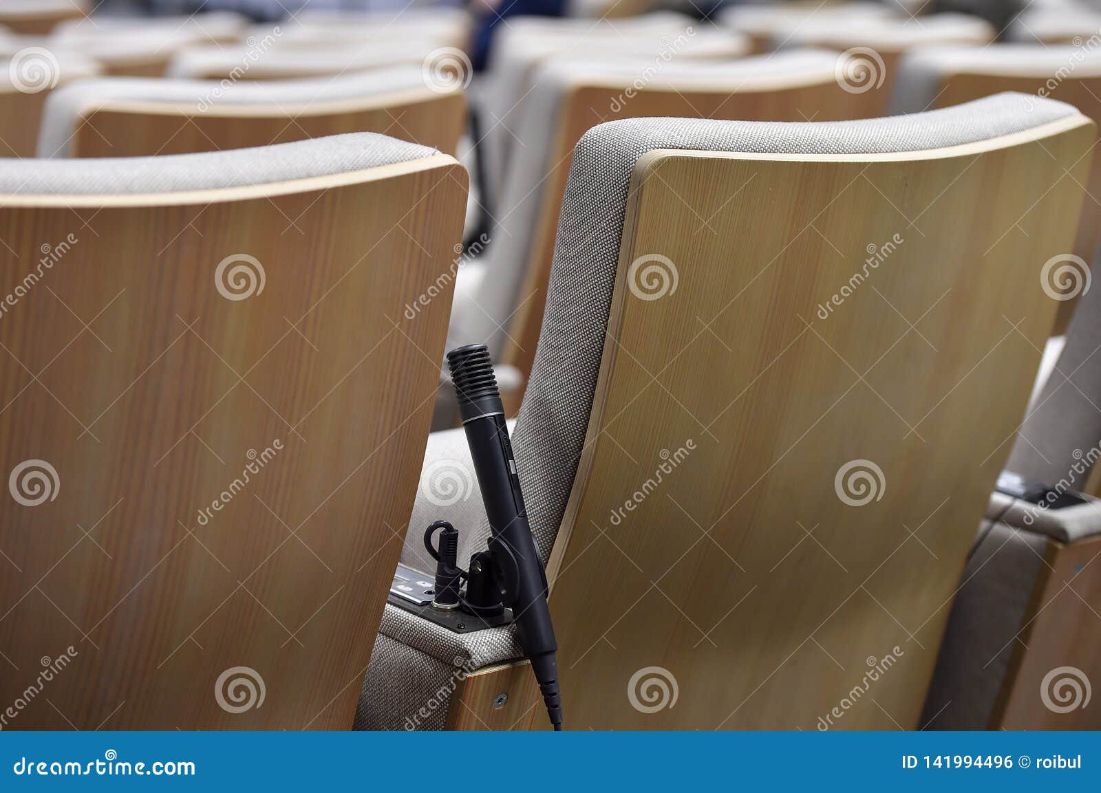 Press Microphone in a Conference Room Stock Photo - Image of ...
