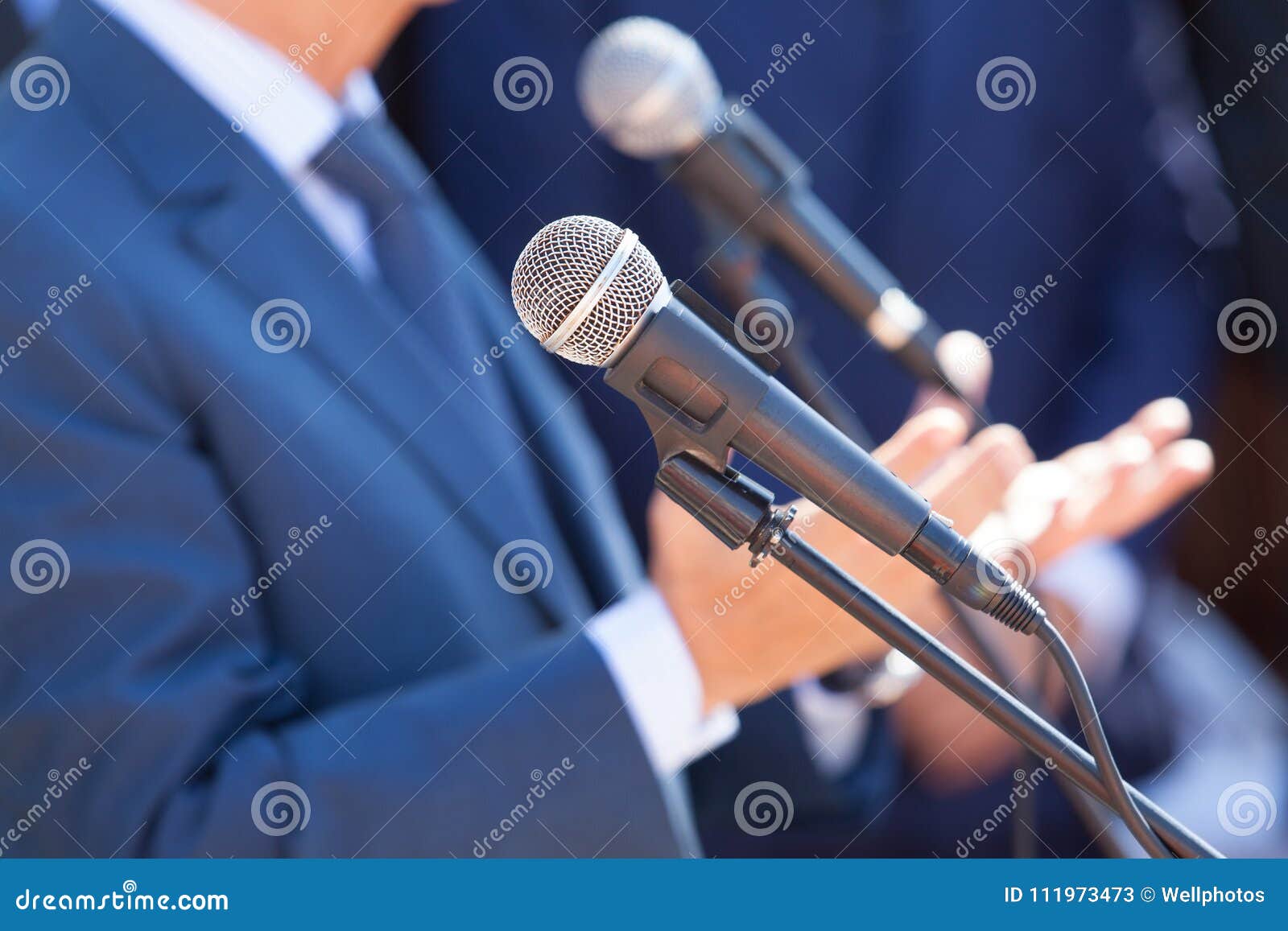 News Conference. Public Speaking. Microphone. Stock Image - Image of ...