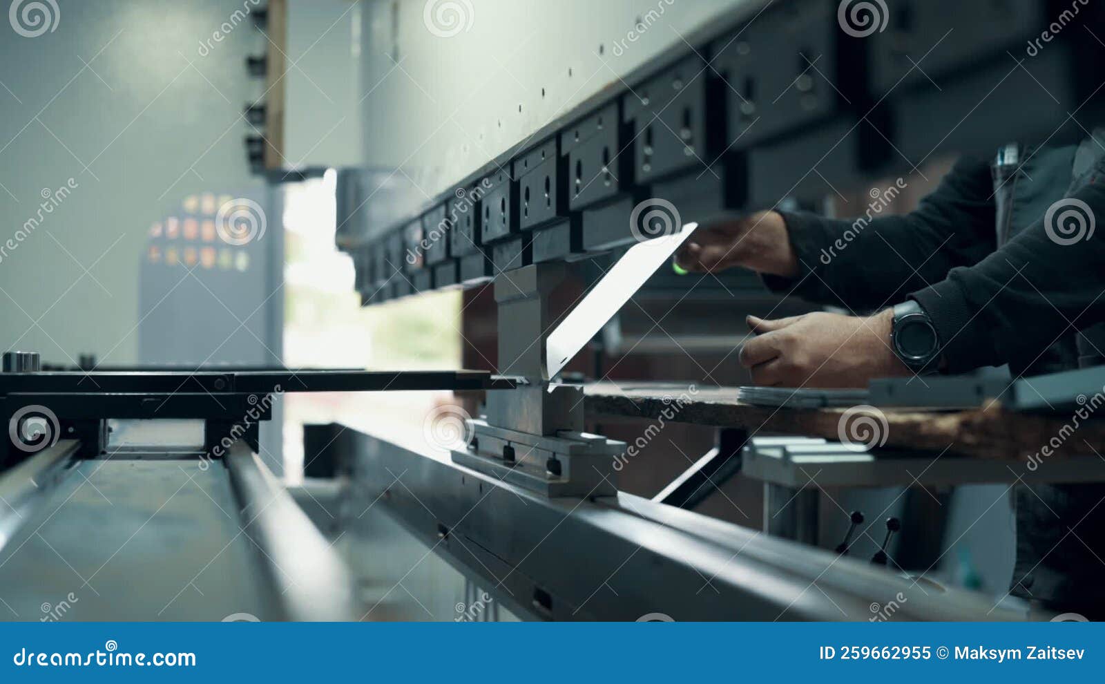 Press Operator Bending Sheet Metal. Stock Video - Video of steel ...