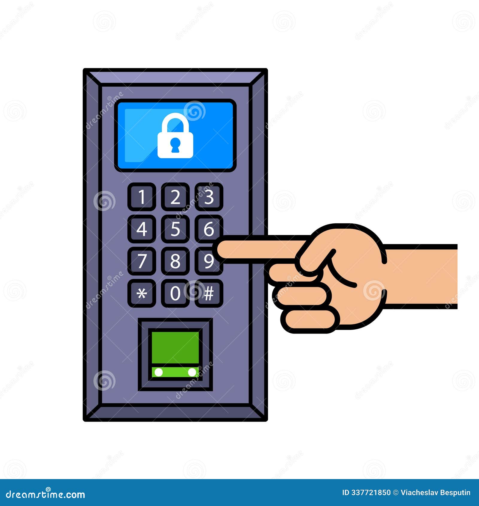 Press the Pin Code on the Door. Stock Vector - Illustration of ...