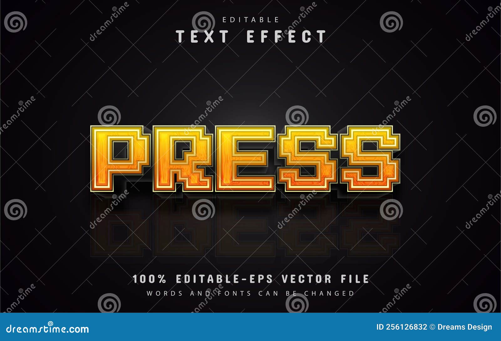 Press Pixel Text Effect Editable Stock Vector - Illustration of design ...