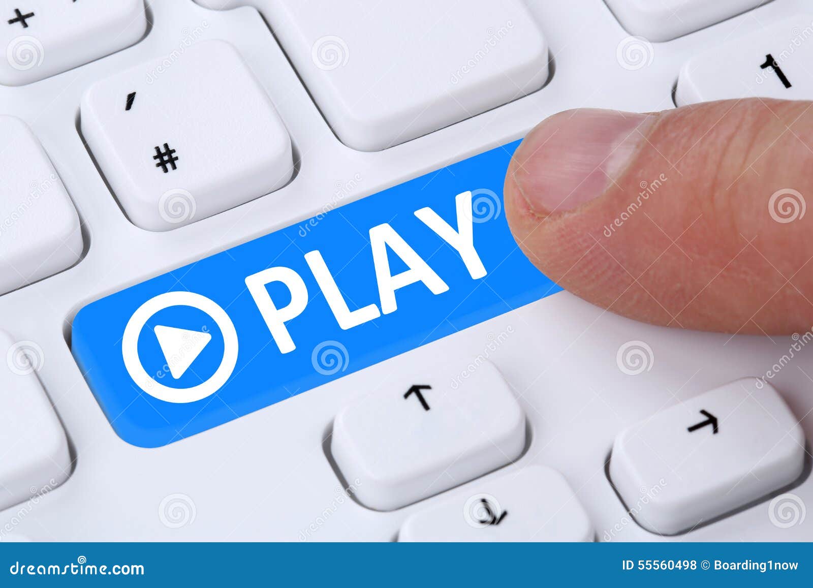 Press Play Button for Listening Music or Movie on Internet Computer ...