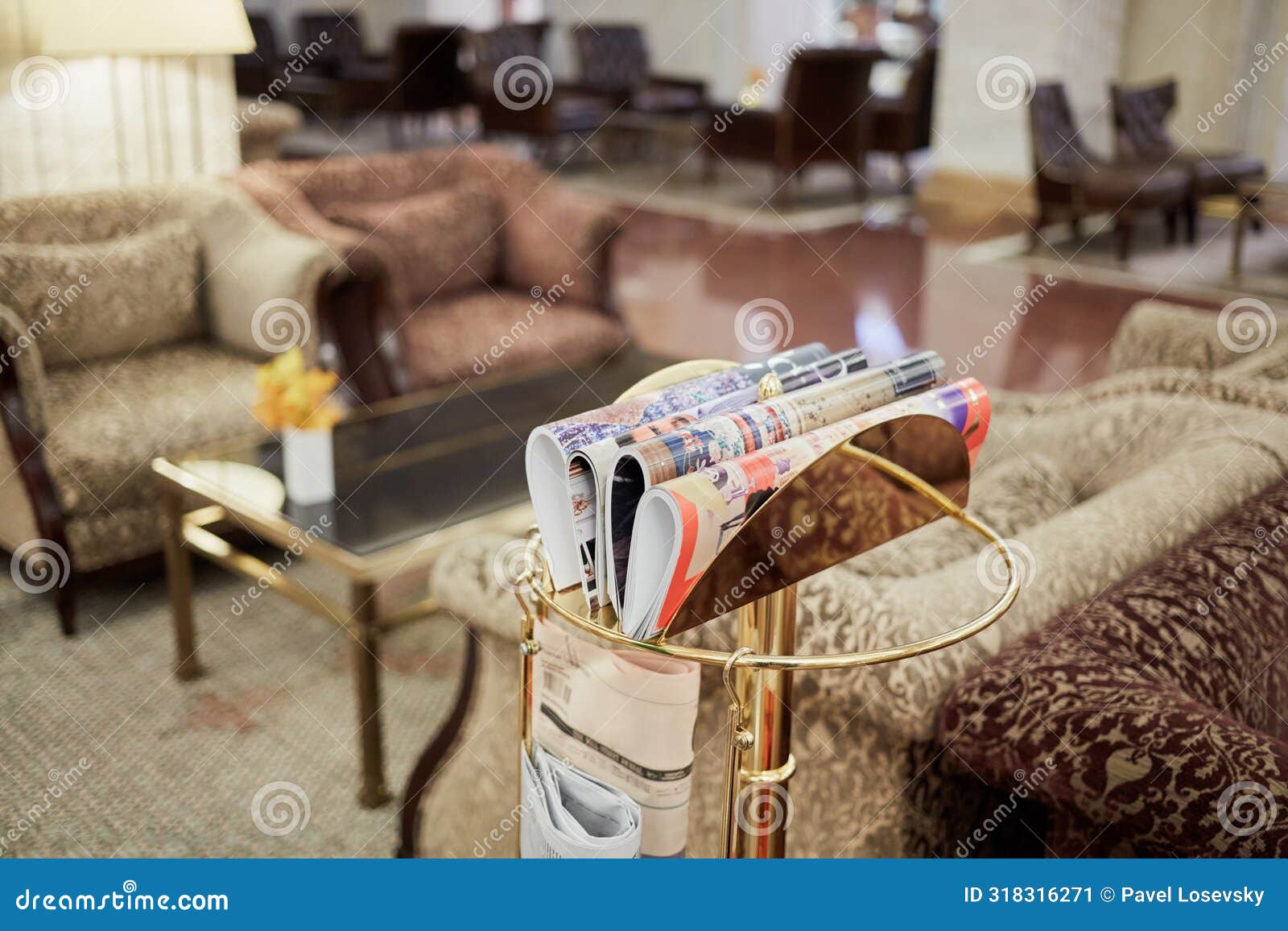 Press Rack with Magazines and Newspapers in Hotel Stock Image - Image ...