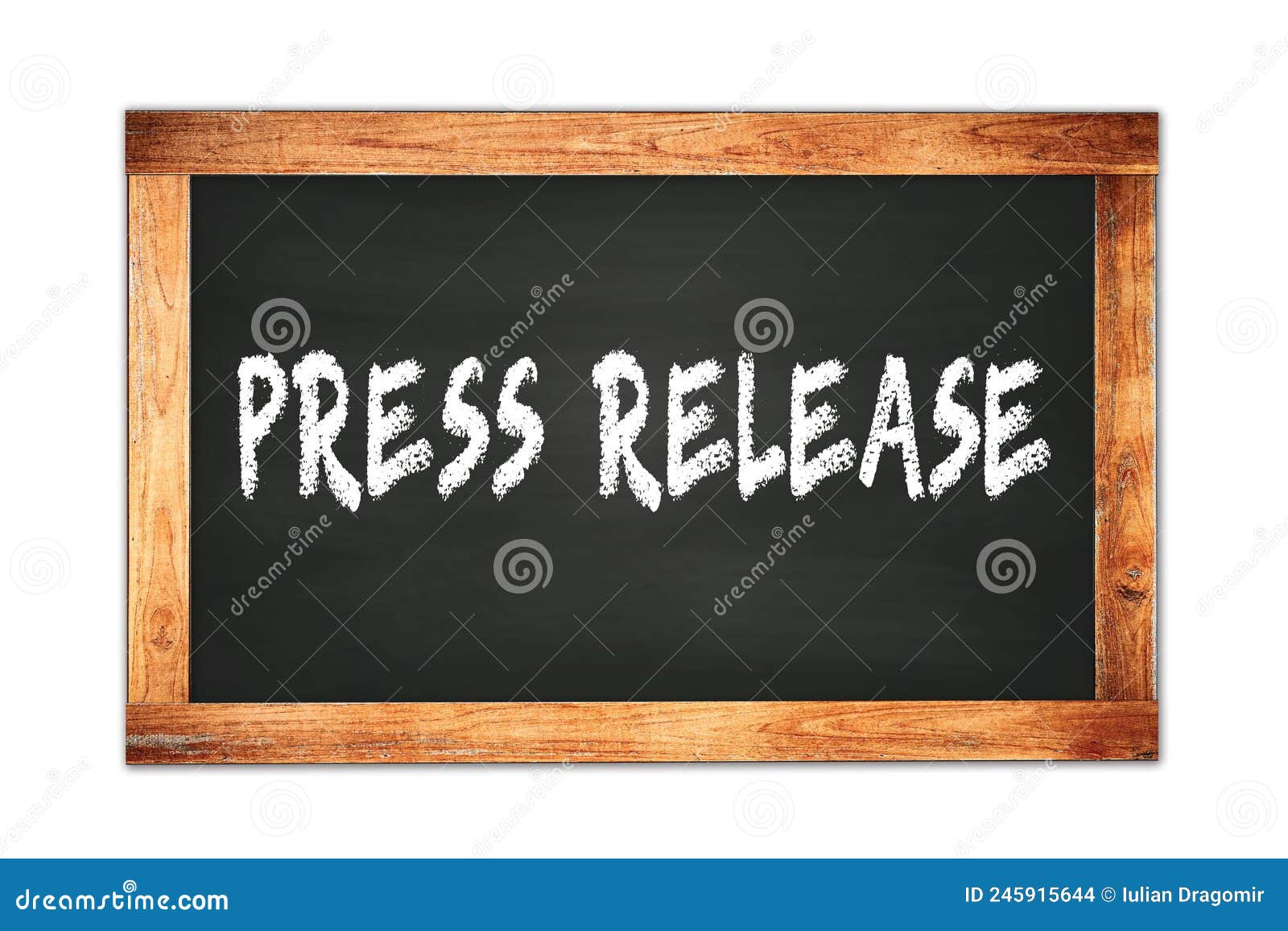 PRESS RELEASE Text Written on Wooden Frame School Blackboard Stock ...