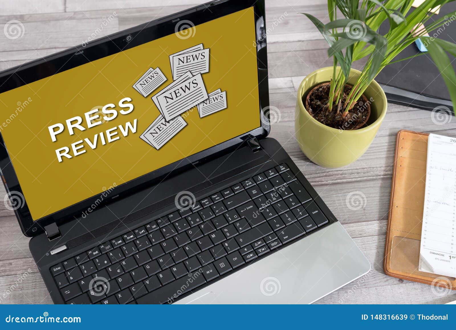 Press Review Concept on a Laptop Stock Image - Image of laptop, review ...