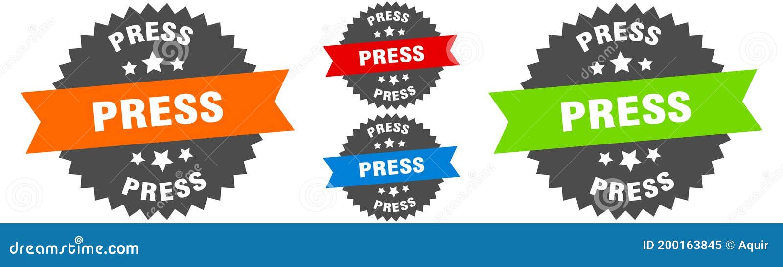 Press Sign. Round Ribbon Label Set. Seal Stock Vector - Illustration of ...