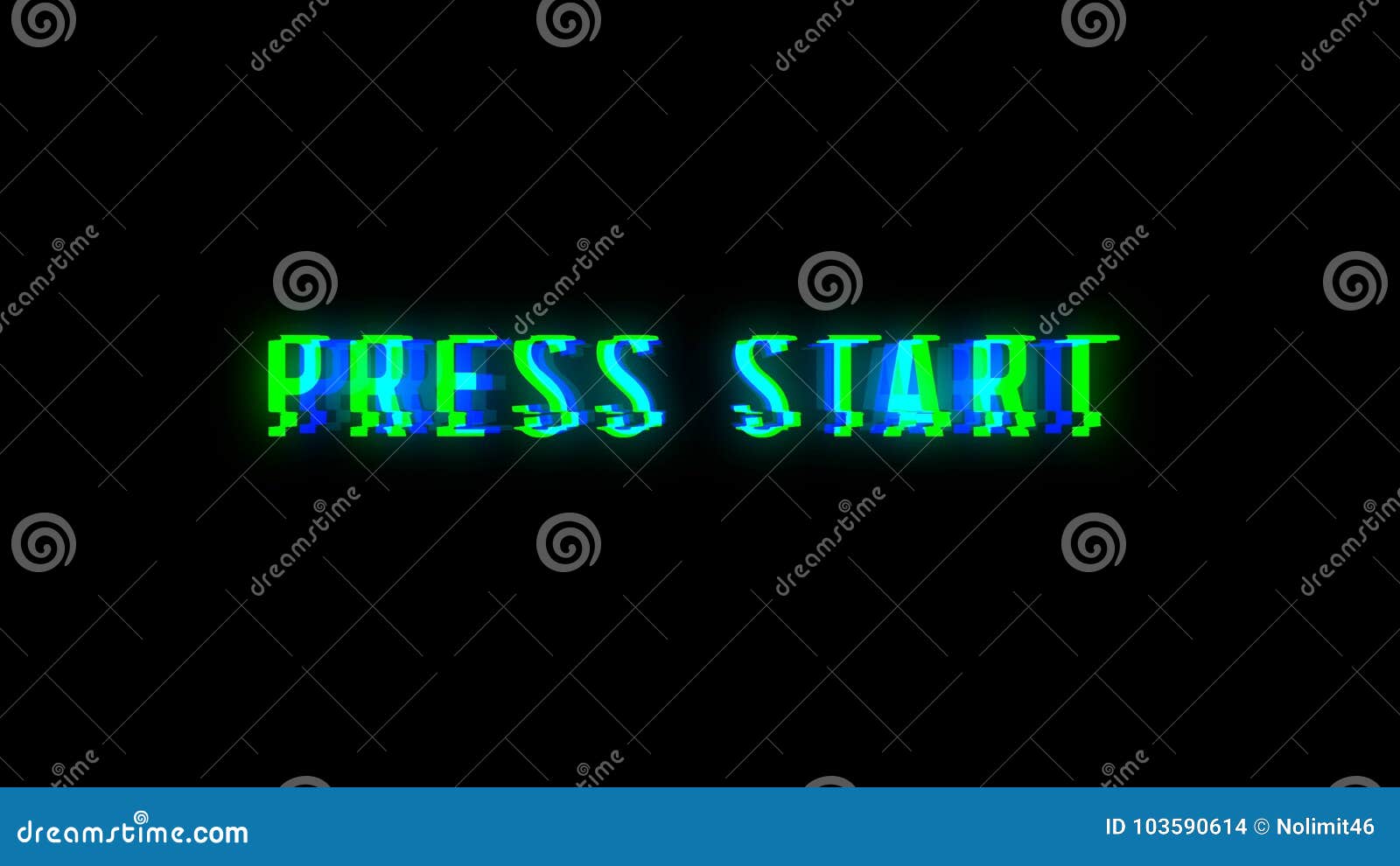Press Start Text with Bad Signal Stock Illustration - Illustration of ...