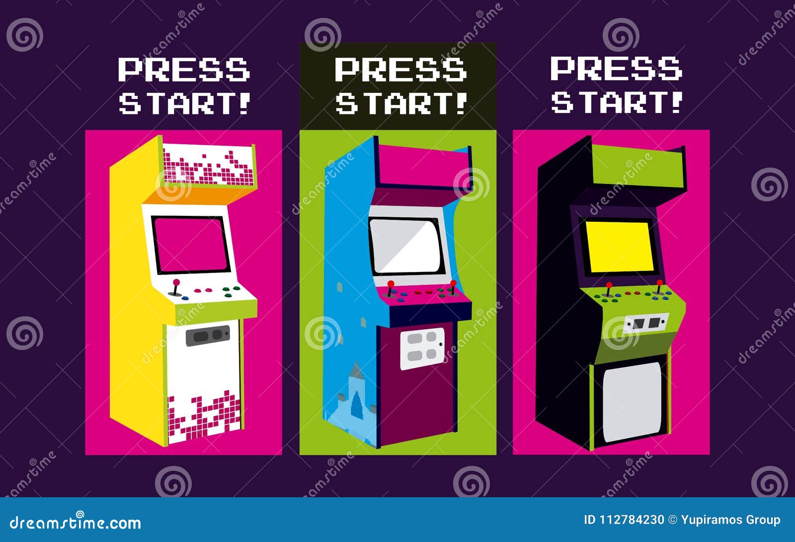 Press Start Vintage Arcade Design Stock Vector - Illustration of ...