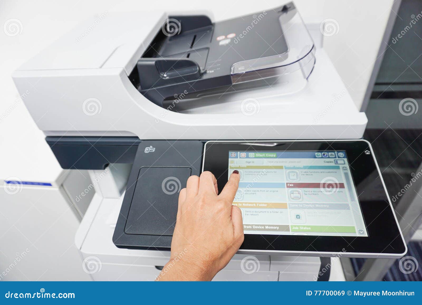 Press the Touch Screen for Printing Stock Image - Image of modern ...