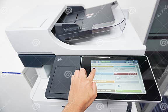 Press the Touch Screen for Printing Stock Image - Image of modern ...
