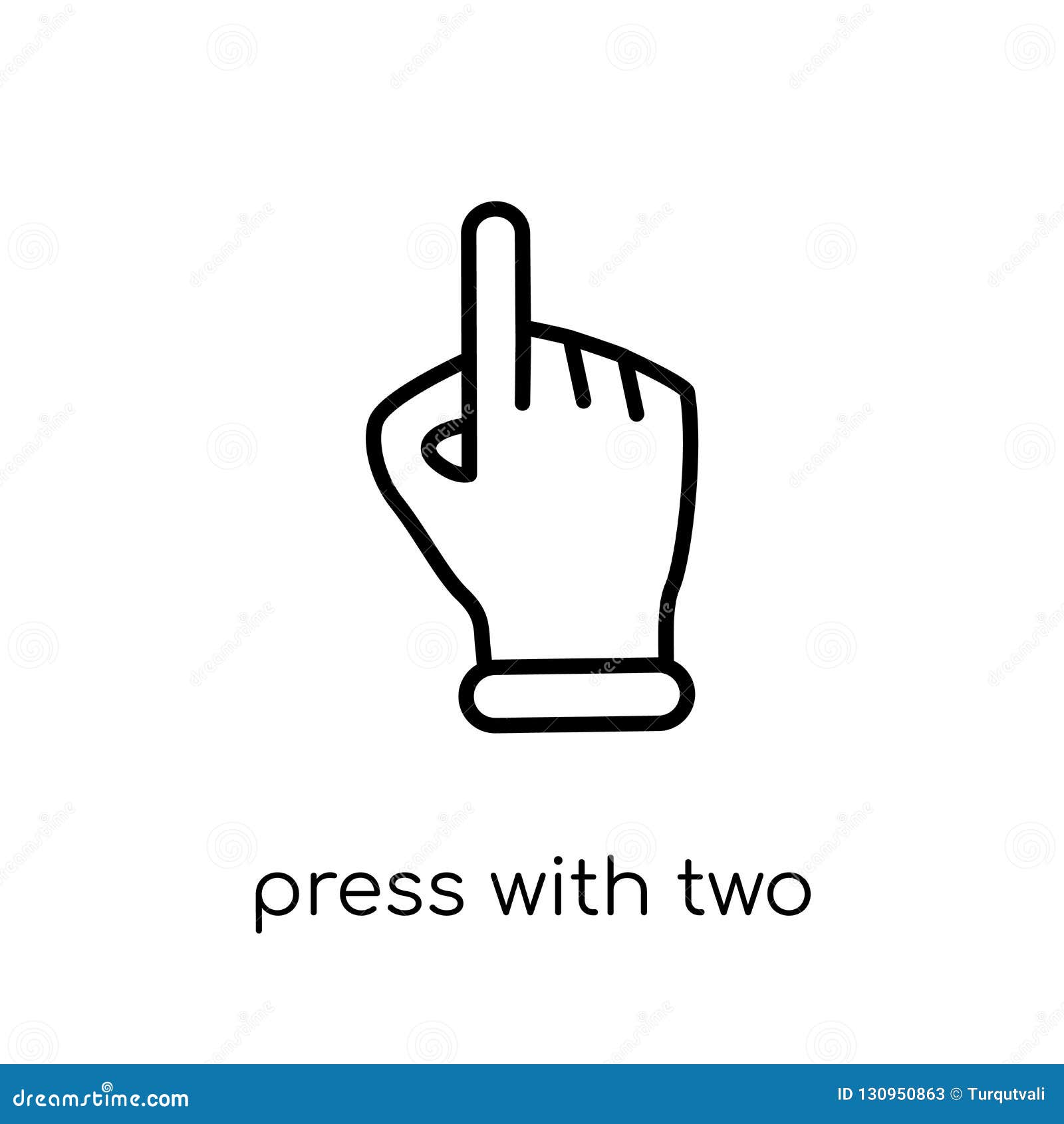 Press with Two Fingers Icon. Trendy Modern Flat Linear Vector Pr Stock ...