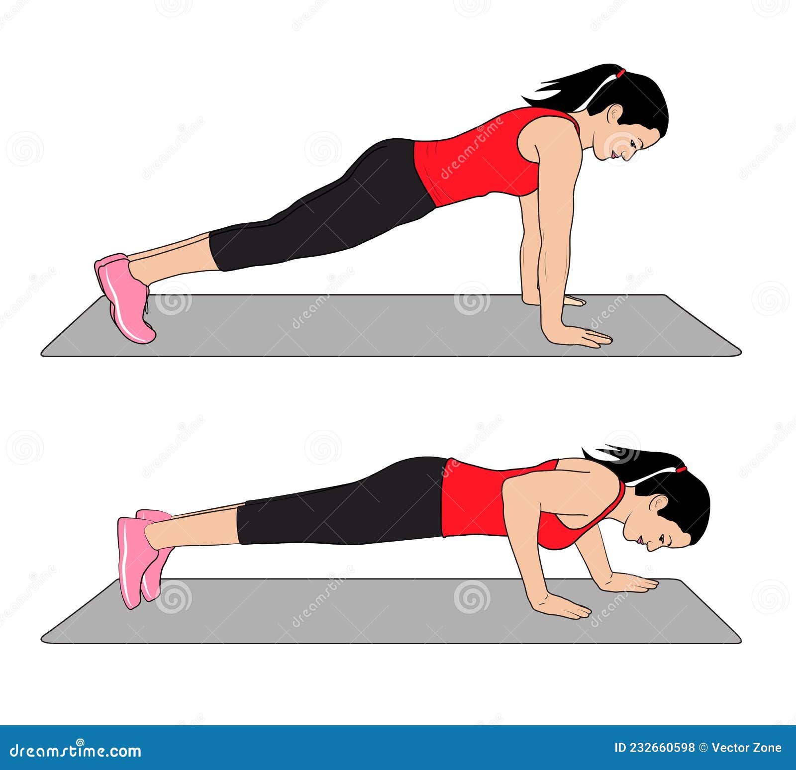 Press Up Exercise Vector Illustration Stock Vector - Illustration of ...