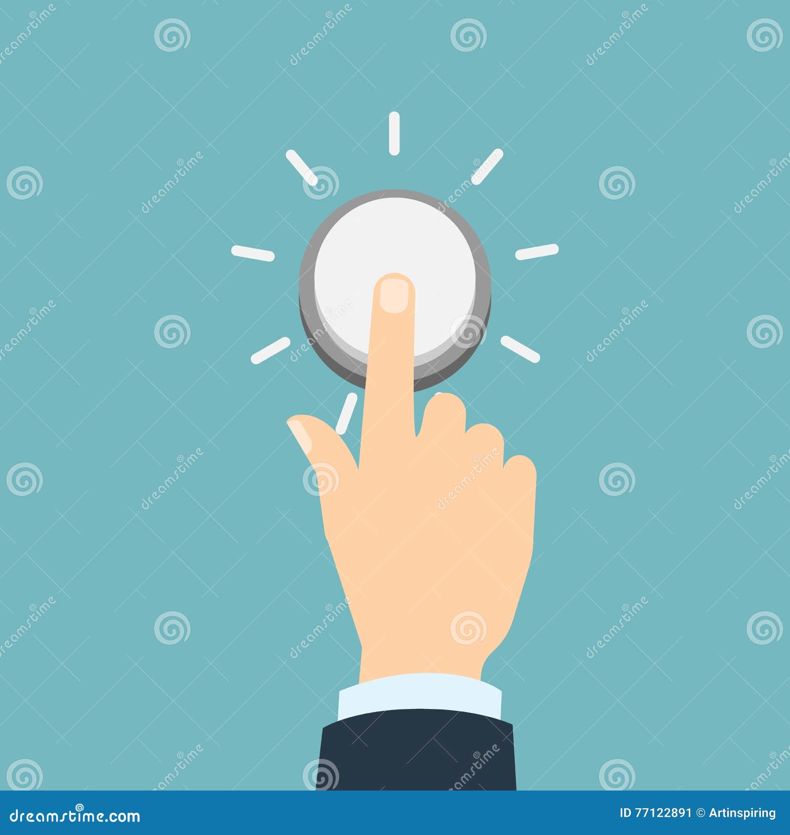 Press white button. stock vector. Illustration of action - 77122891