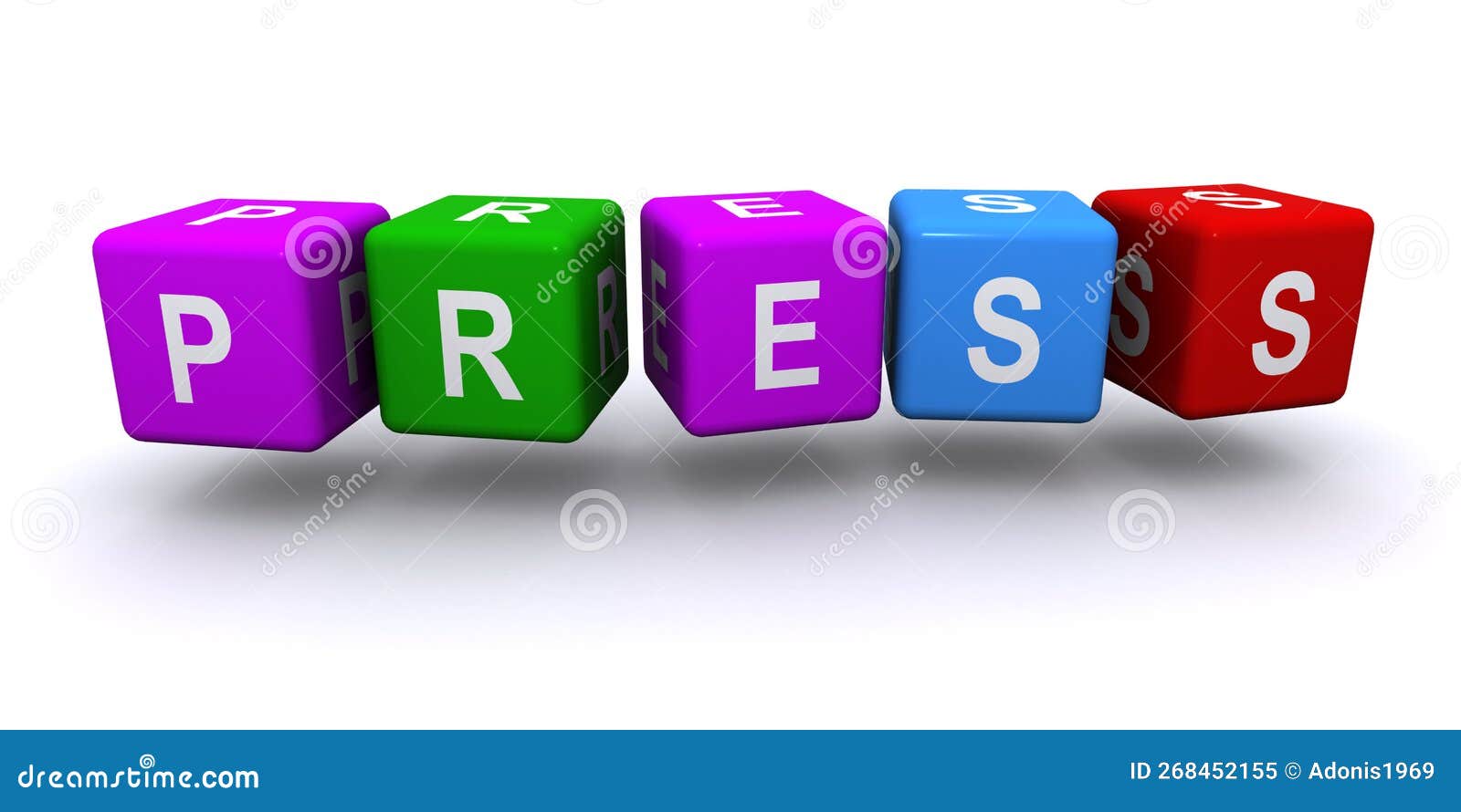 Press word block on white stock illustration. Illustration of macro ...