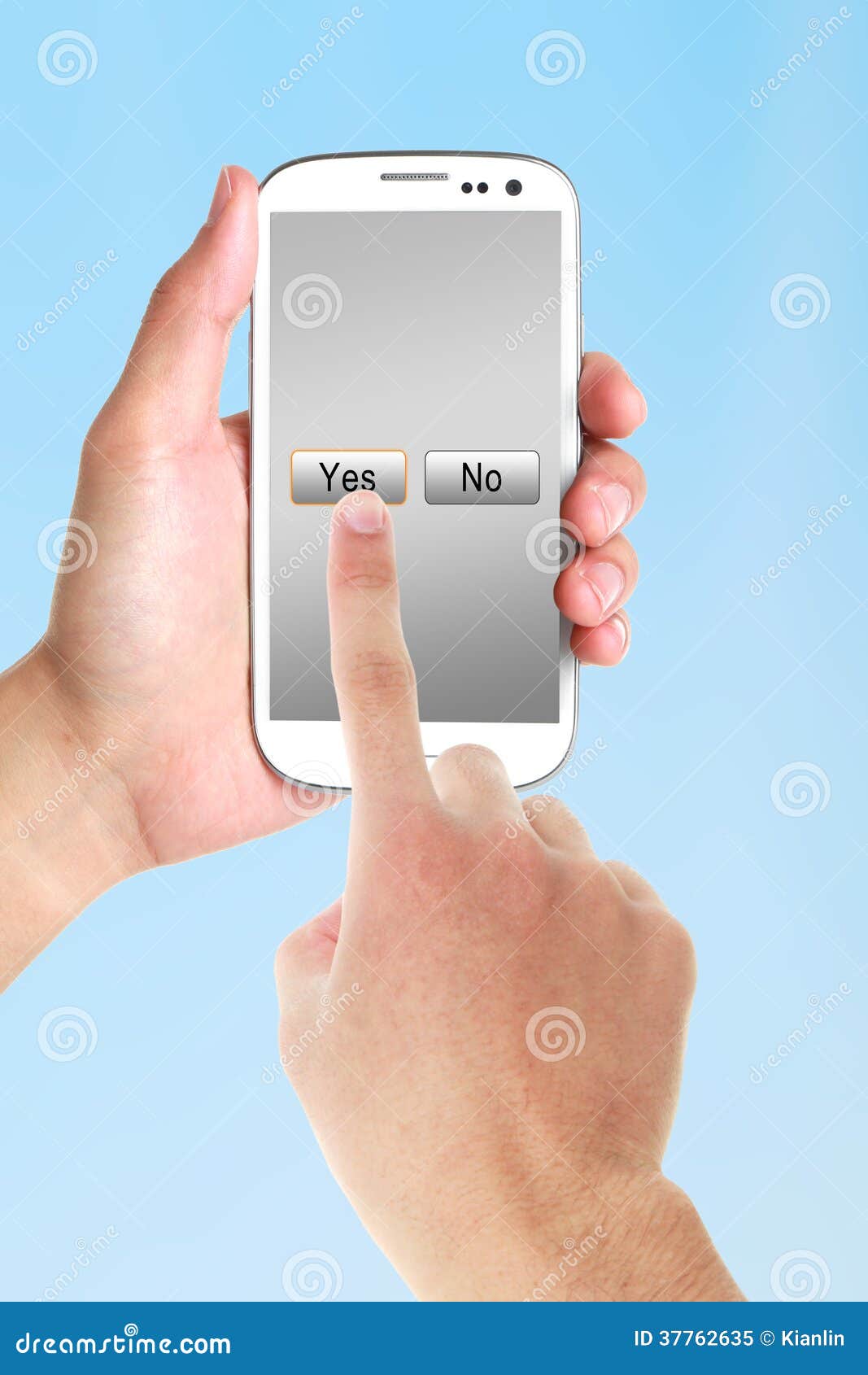 Press Yes on Cell Phone stock image. Image of apps, device - 37762635